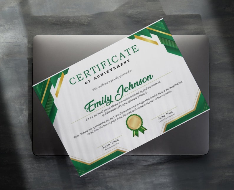 Editable Certificate of Achievement, Modern Green, School Event ...