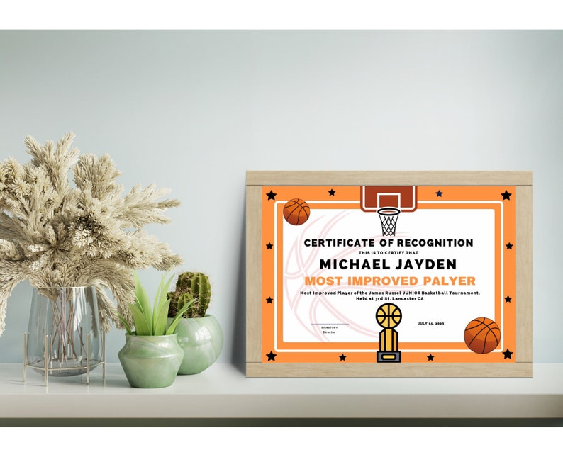 Editable Basketball Certificate Template, Sports Certificate Bundle ...