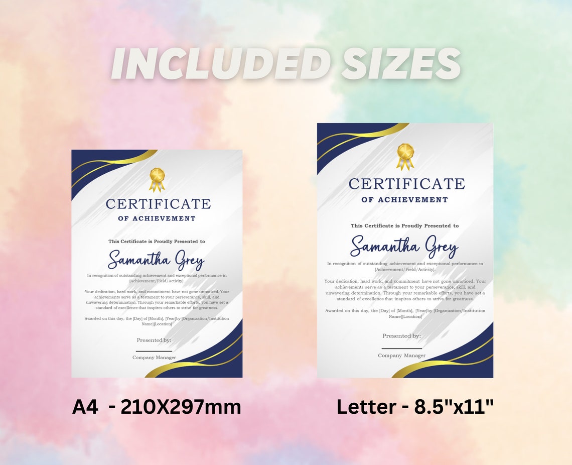 Editable Certificate of Achievement, Appreciation, Recognition ...