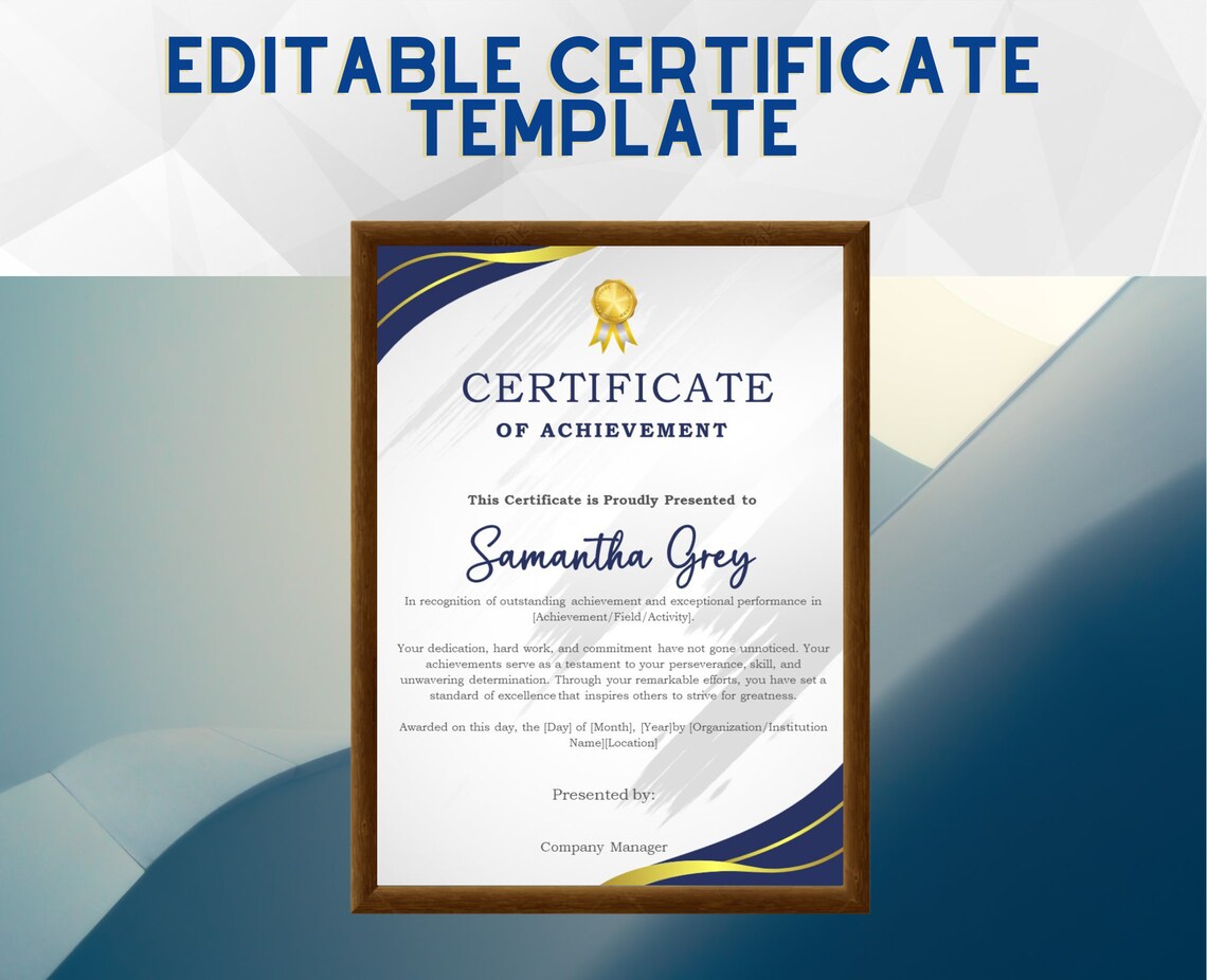 Editable Certificate of Achievement, Appreciation, Recognition ...