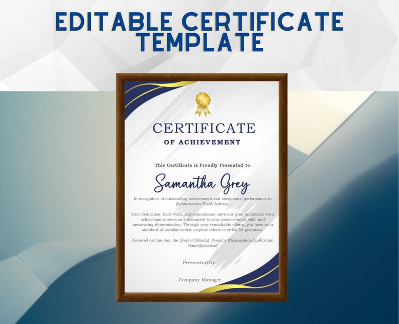 Editable Certificate of Achievement, Appreciation, Recognition ...