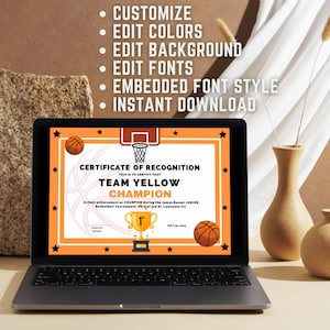 Editable Basketball Certificate Template, Sports Certificate Bundle ...