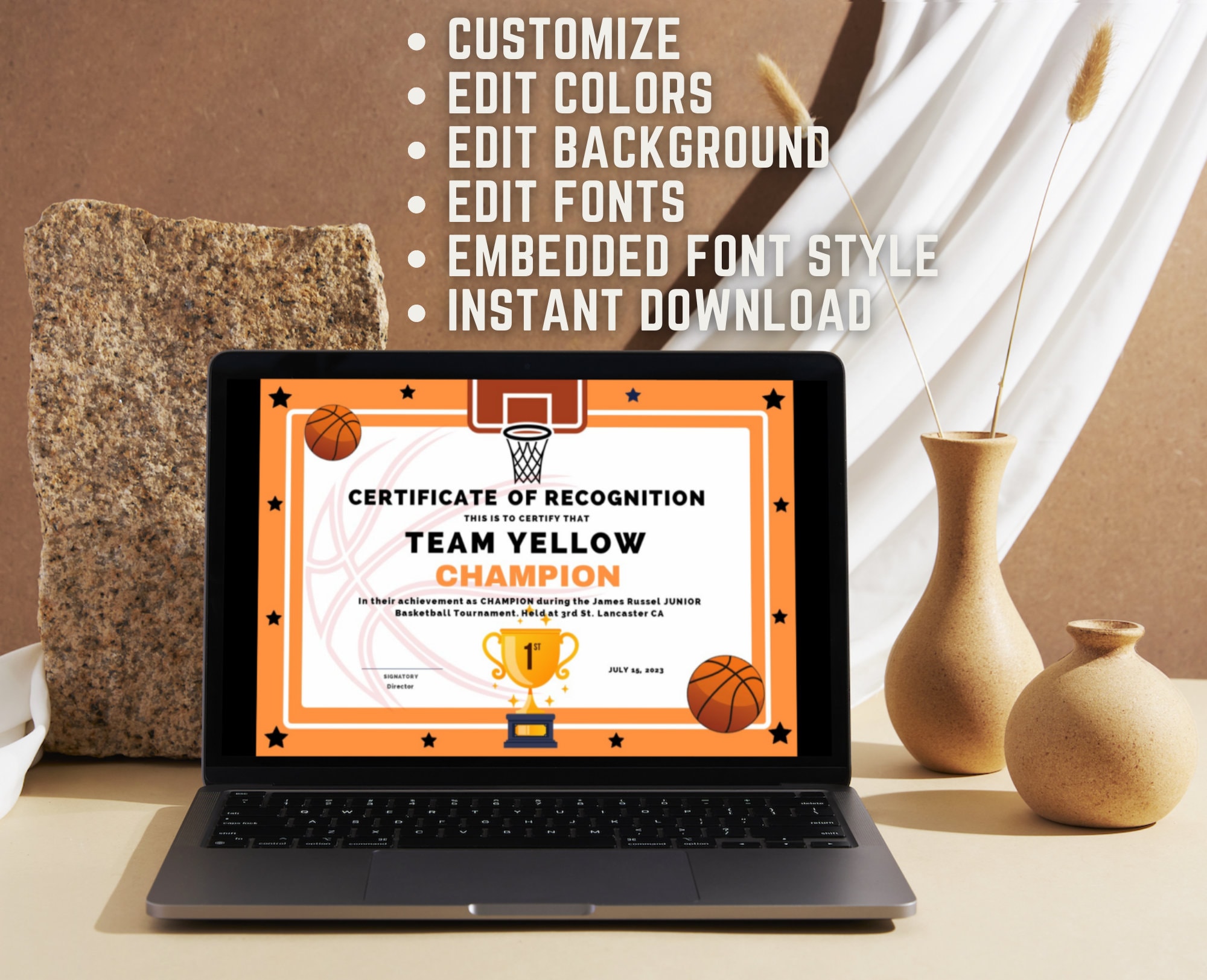 Editable Basketball Certificate Template, Sports Certificate Bundle ...