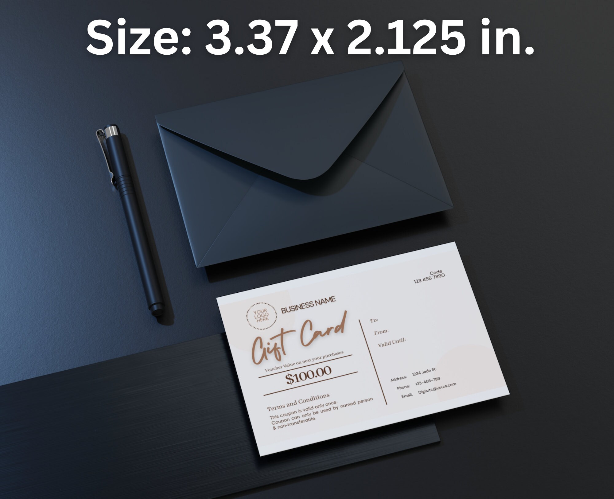 Editable Gift Card Template, Minimalist Gift Certificate, Modern ...