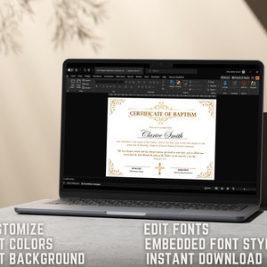 Editable Certificate of Baptism, Christening Certificate, White and ...