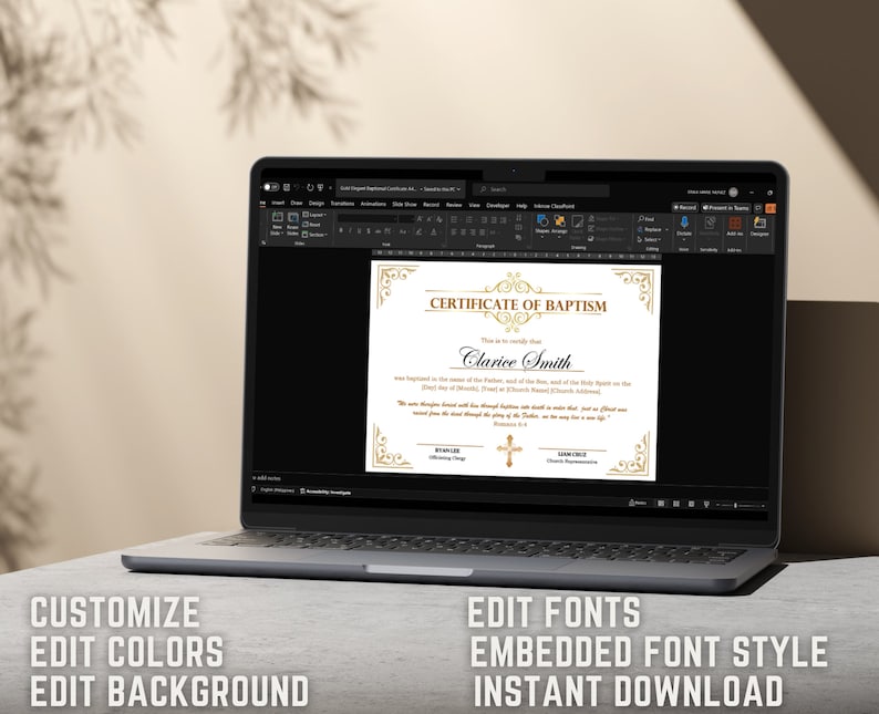 Editable Certificate of Baptism, Christening Certificate, White and ...