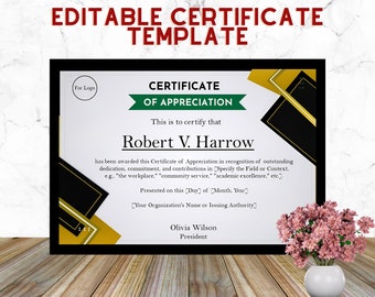 Editable Certificate of Graduation, Achievement, School Recognition ...