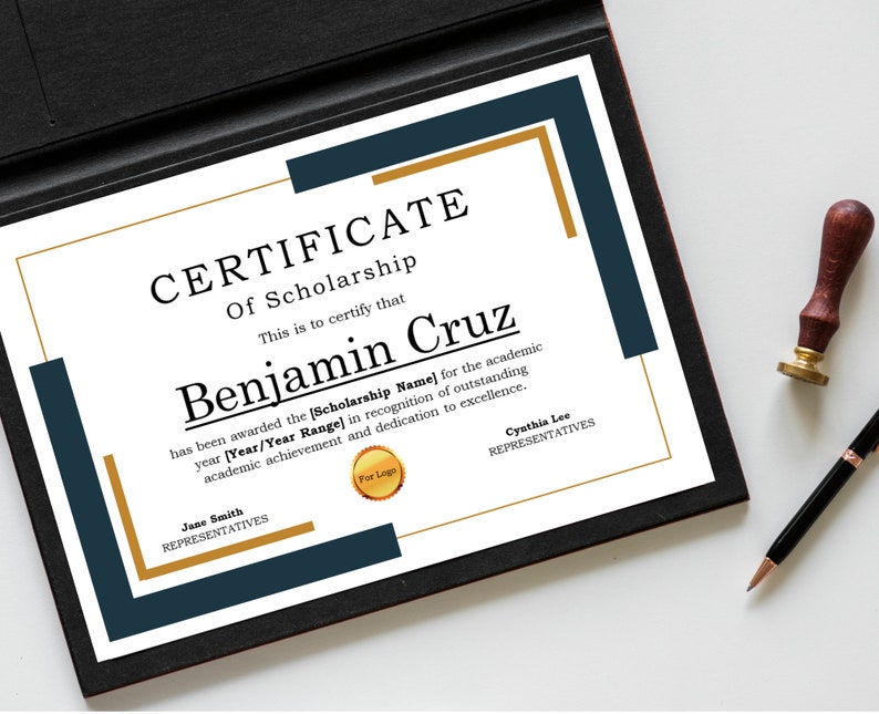 Editable Certificate of Scholarship, Achievement, Grant, School ...