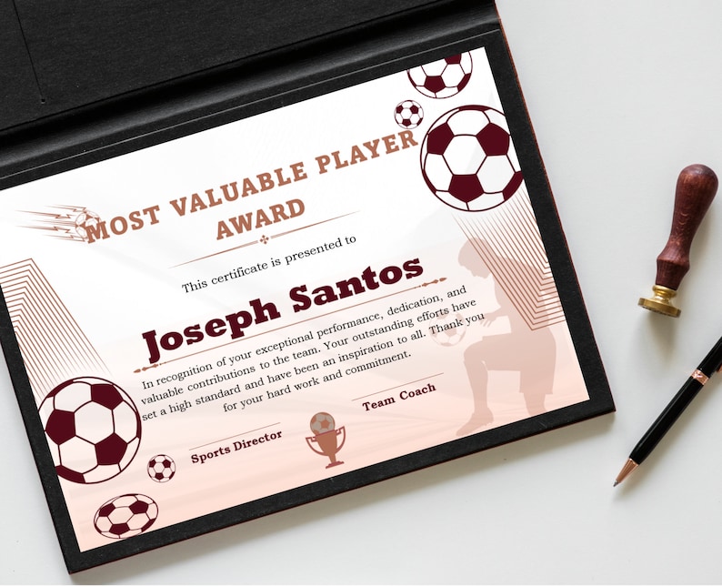 Editable Soccer Certificate Template, Football Certificate, Sports ...