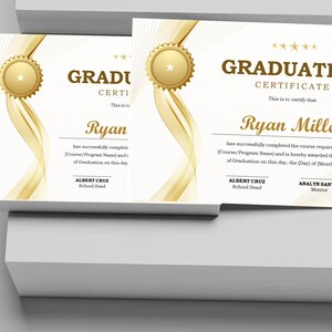 Editable Certificate of Graduation, School Recognition, Achievement ...