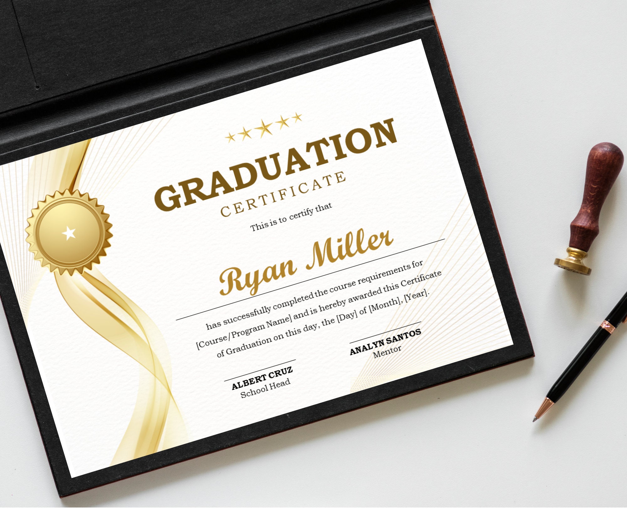 Editable Certificate of Graduation, School Recognition, Achievement ...