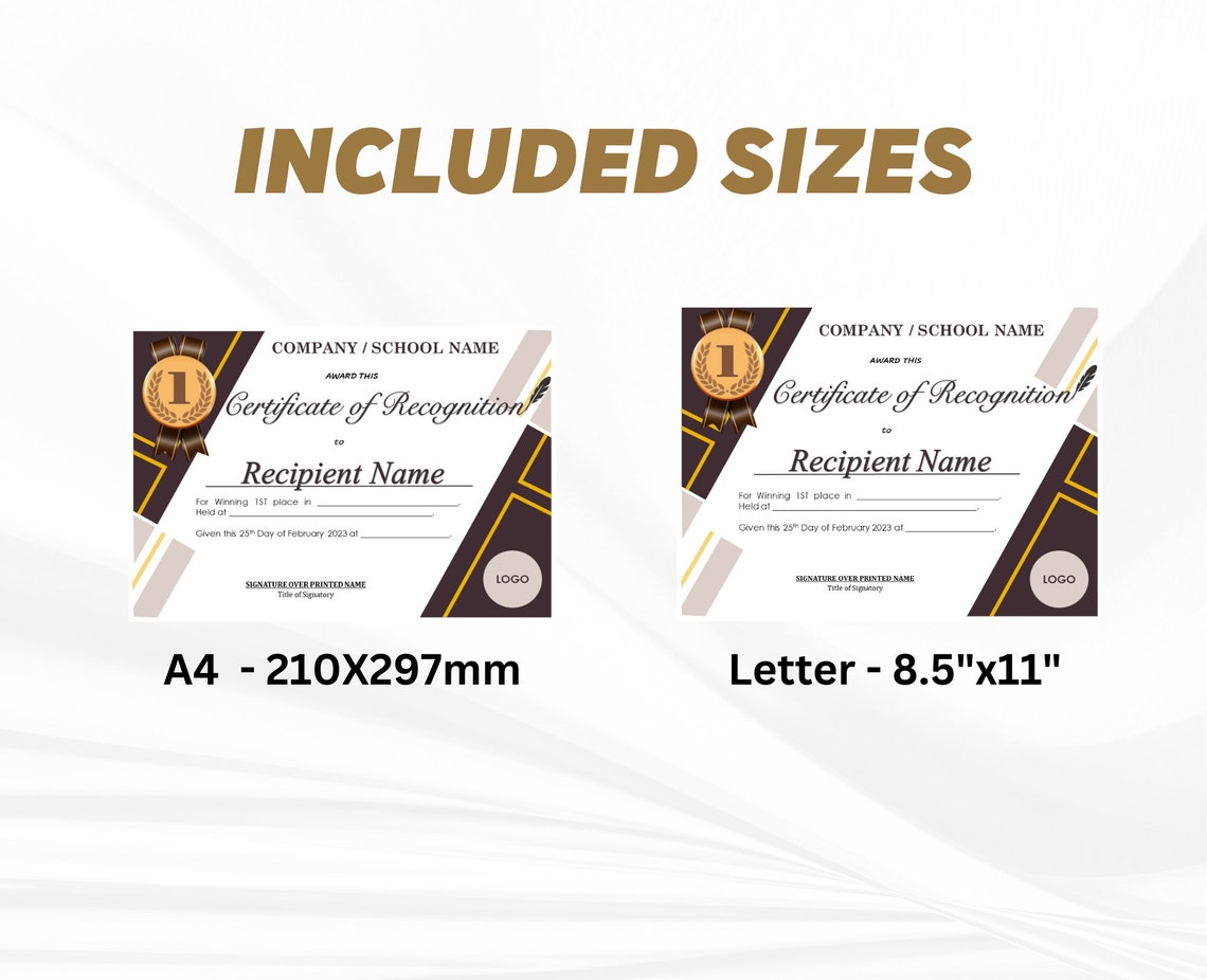 Editable Certificate Template, Certificate of Recognition, Award ...