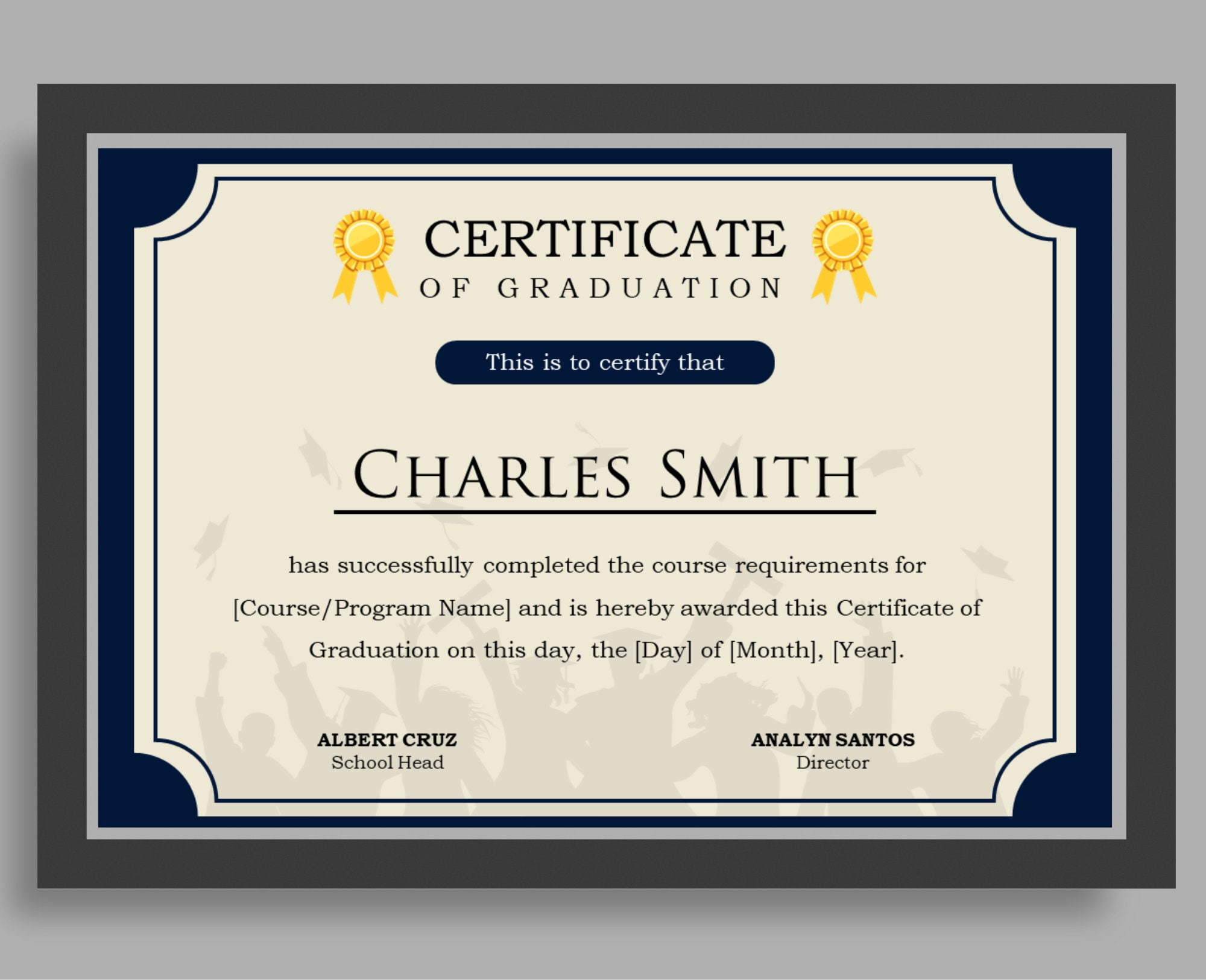Editable Certificate of Graduation, Achievement, School Recognition ...
