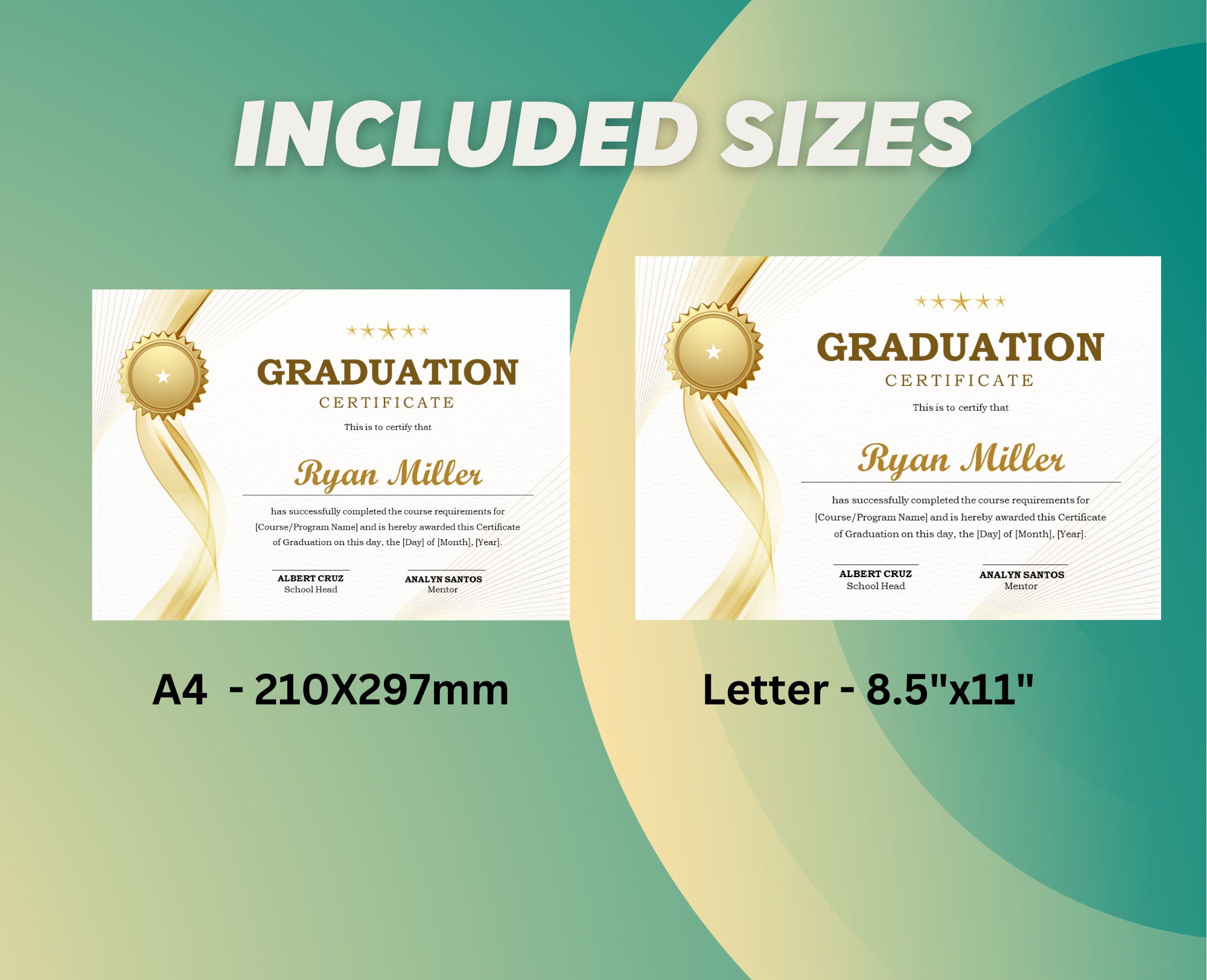 Editable Certificate of Graduation, School Recognition, Achievement ...