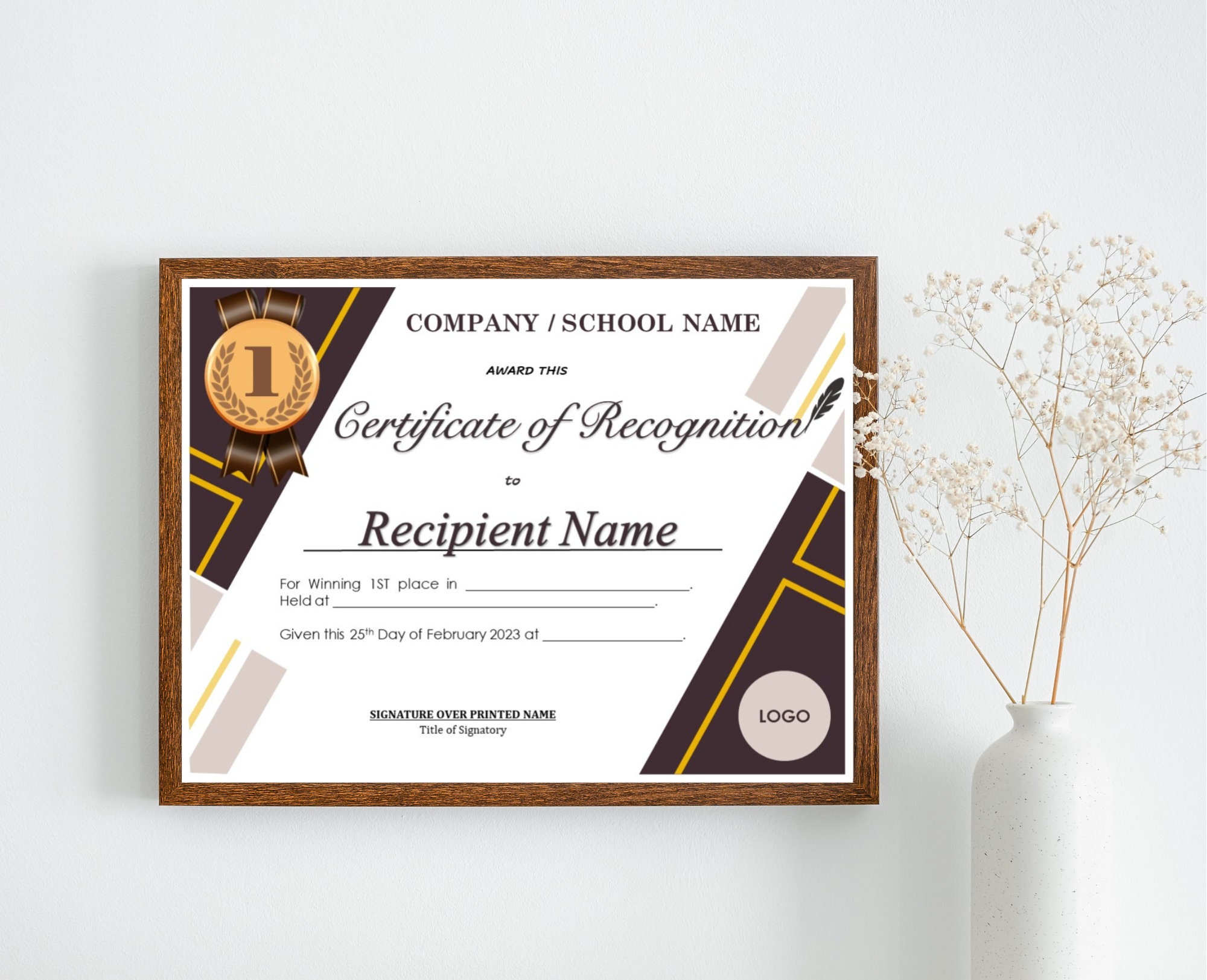 Editable Certificate Template, Certificate of Recognition, Award ...