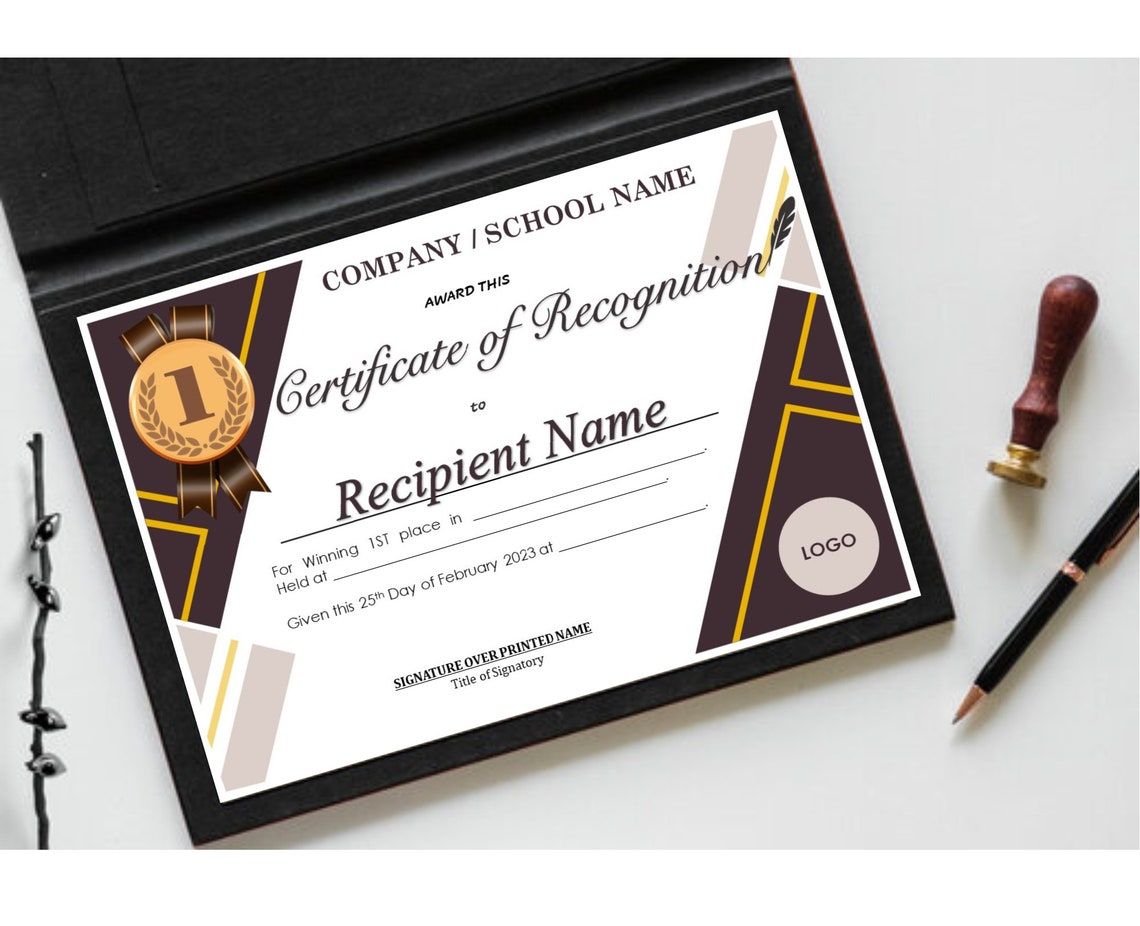 Editable Certificate Template, Certificate of Recognition, Award ...