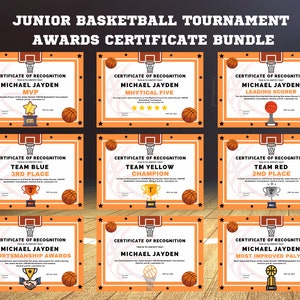Editable Basketball Certificate Template, Sports Certificate Bundle ...