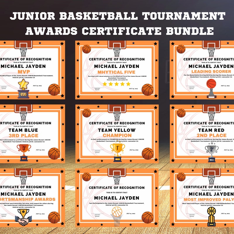 Basketball Certificate - Etsy