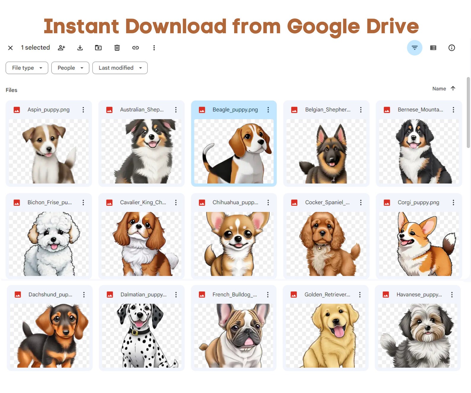 Cute Puppy Clipart Set PNG Dog Breeds Clipart Bundle PNG for Commercial ...