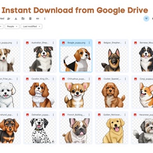 Cute Puppy Clipart Set PNG Dog Breeds Clipart Bundle PNG for Commercial ...