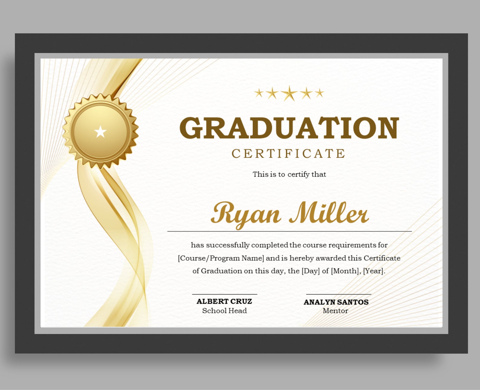 Editable Certificate of Graduation, School Recognition, Achievement ...