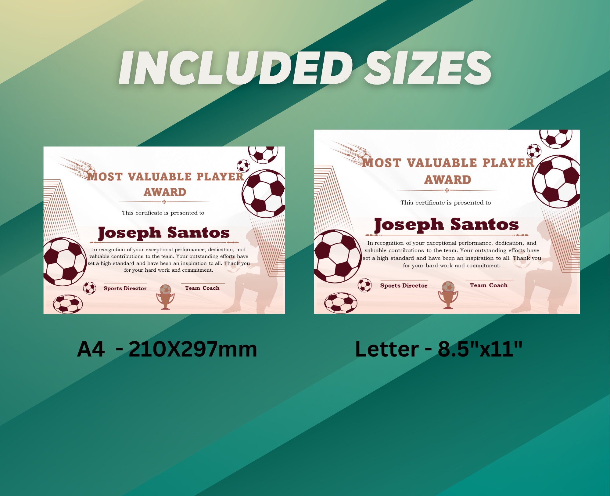 Editable Soccer Certificate Template, Football Certificate, Sports ...