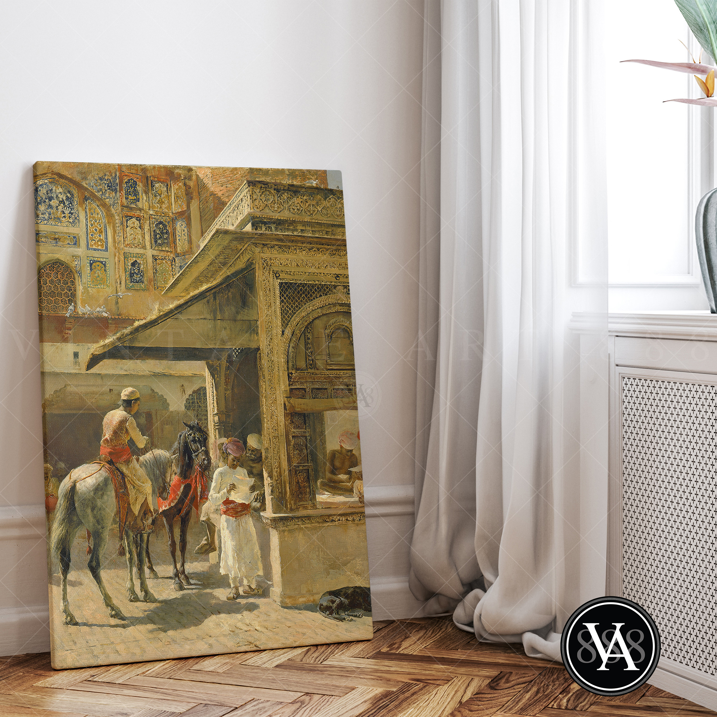 Vintage Hindu Merchants Street Scene Oil Painting | Indian Cityscape ...