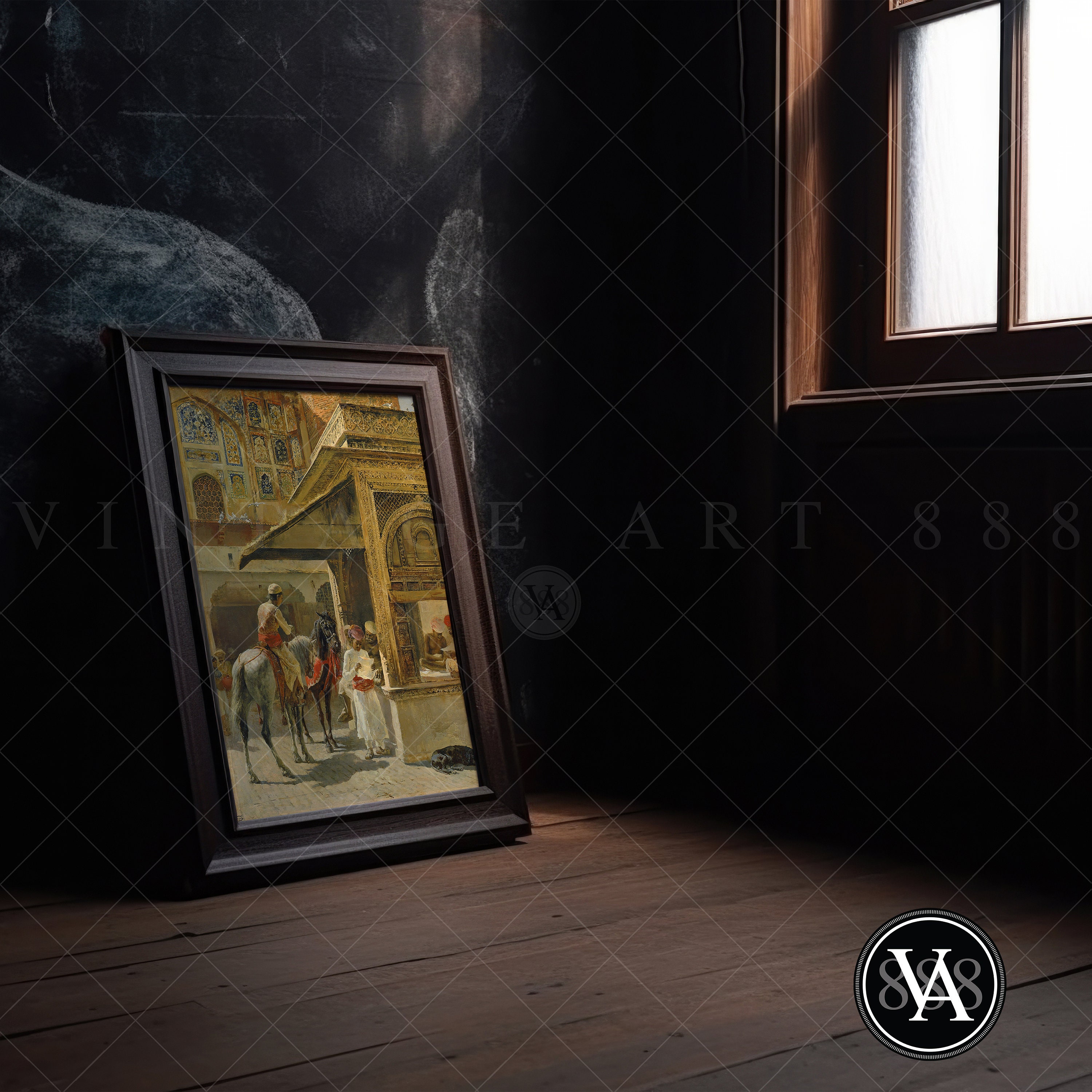 Vintage Hindu Merchants Street Scene Oil Painting | Indian Cityscape ...