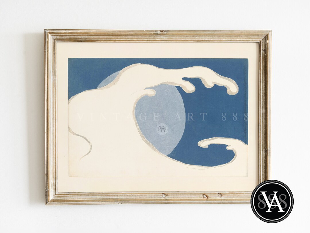 Vintage Japanese Color Woodcut Ocean Sea Wave Print - Early 20th ...