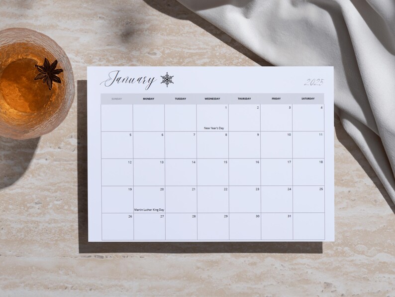 2025 Monthly Calendar Planner Simple Design Landscape | 8.5x11 | Jan ...