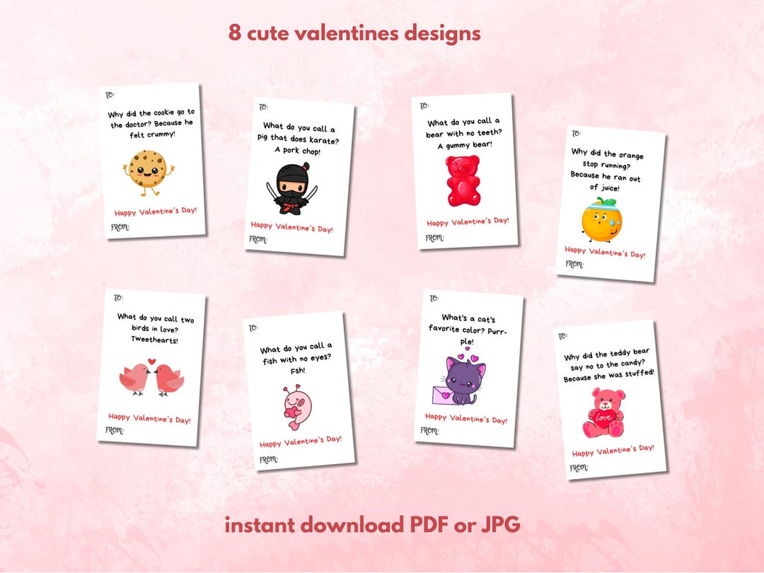 Classroom Valentine Cards Printable Cute Joke Cards, School Valentine ...