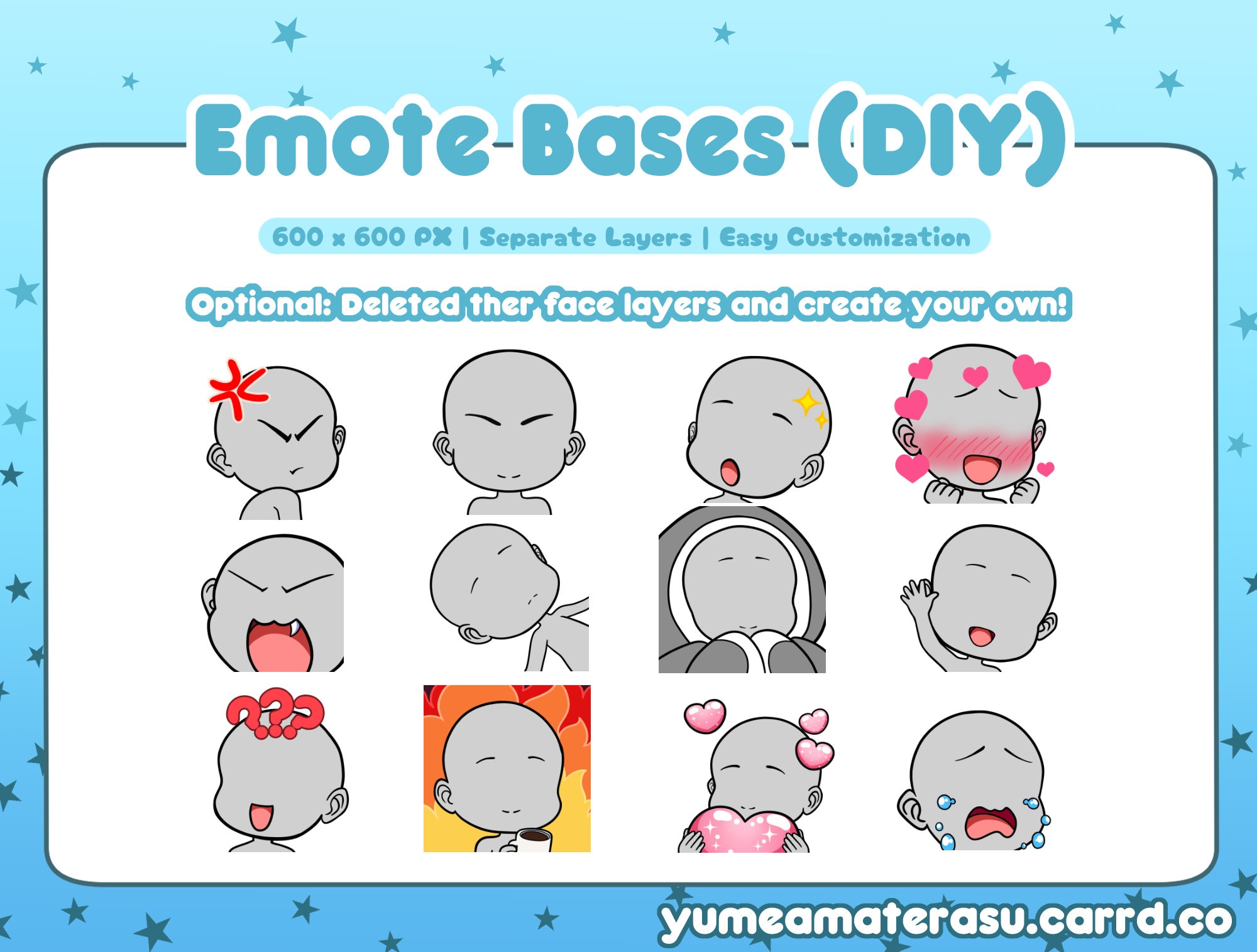 Emote Base Pack 1 DIY Emote Template for Discord, Twitch and Youtube - Etsy