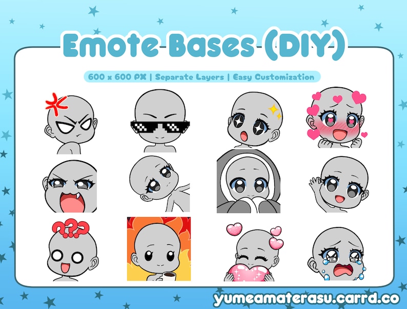 Emote Base Pack 1 DIY Emote Template for Discord, Twitch and Youtube - Etsy