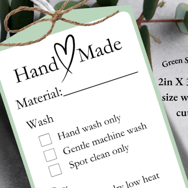 Printable Care Tags Handmade Gifts Crochet Laundry Washing Instructions ...