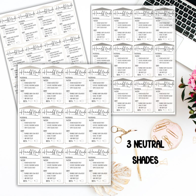Printable Care Tags Washing Labels Laundry PDF Handmade Instructions ...