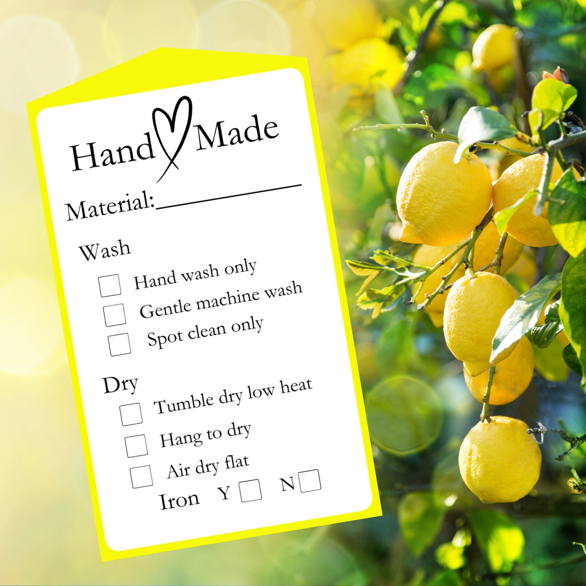 Printable Care Tags Labels PDF Handmade Crochet Washing Care Tag ...