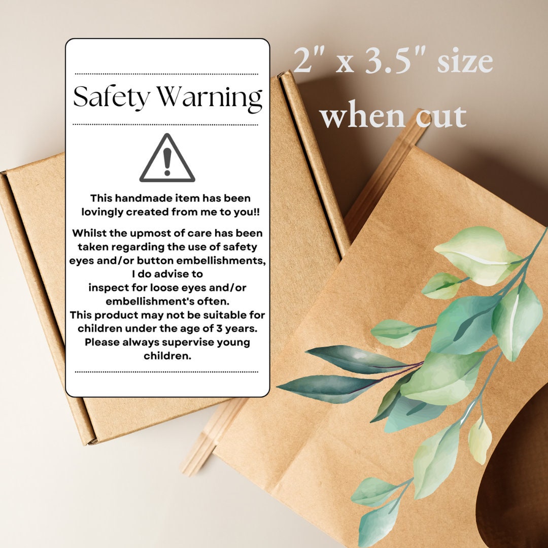 Printable Safety Tags Labels PDF Handmade Crochet Knitting Safety ...