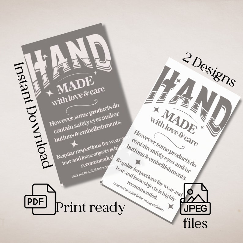 Printable Safety Tags Labels PDF Handmade Crochet Knitting Safety ...