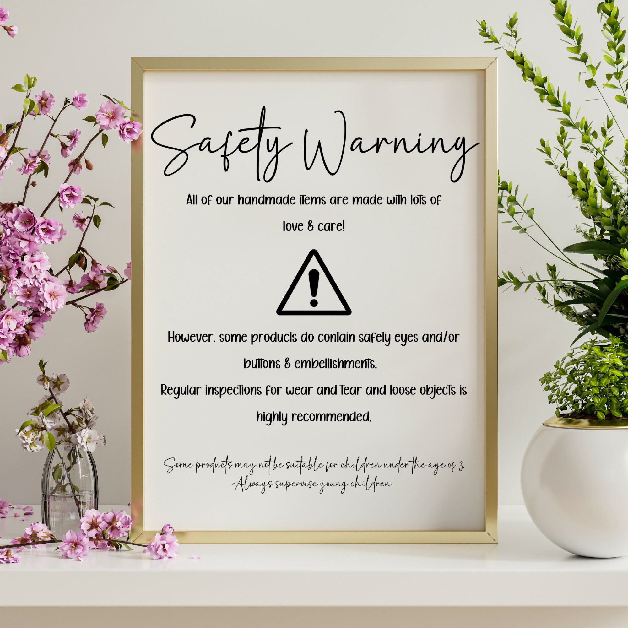 Printable Safety Eyes Warning Sign A4 Size for Craft Fair Digital ...