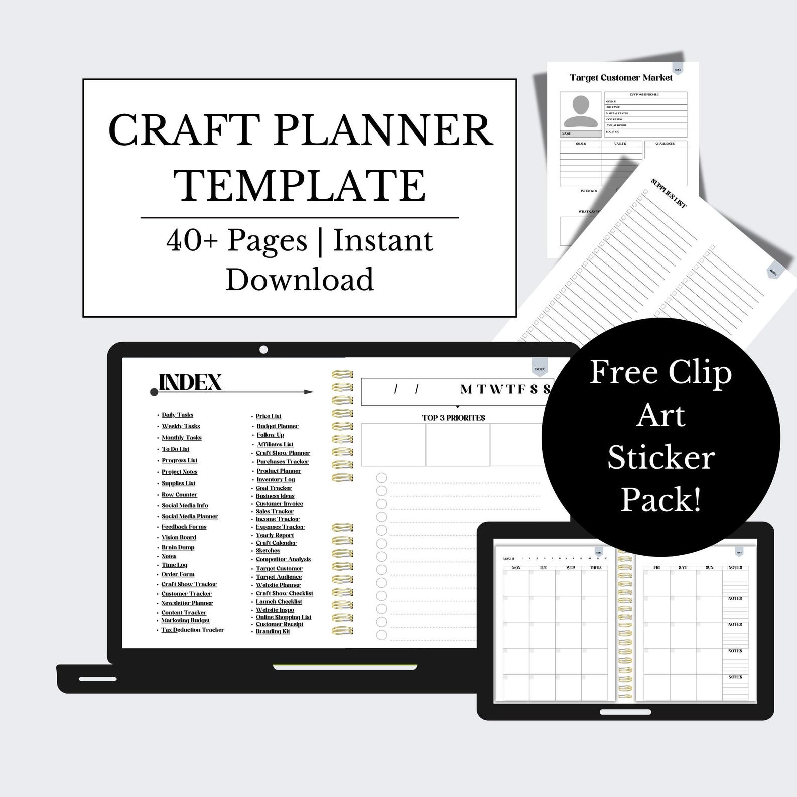 Crochet Tracker CANVA TEMPLATE Planner Craft Tracker Hobby Planner ...