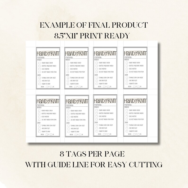 Custom Crochet Tags Printable Wash Instructions Care Card Printable ...