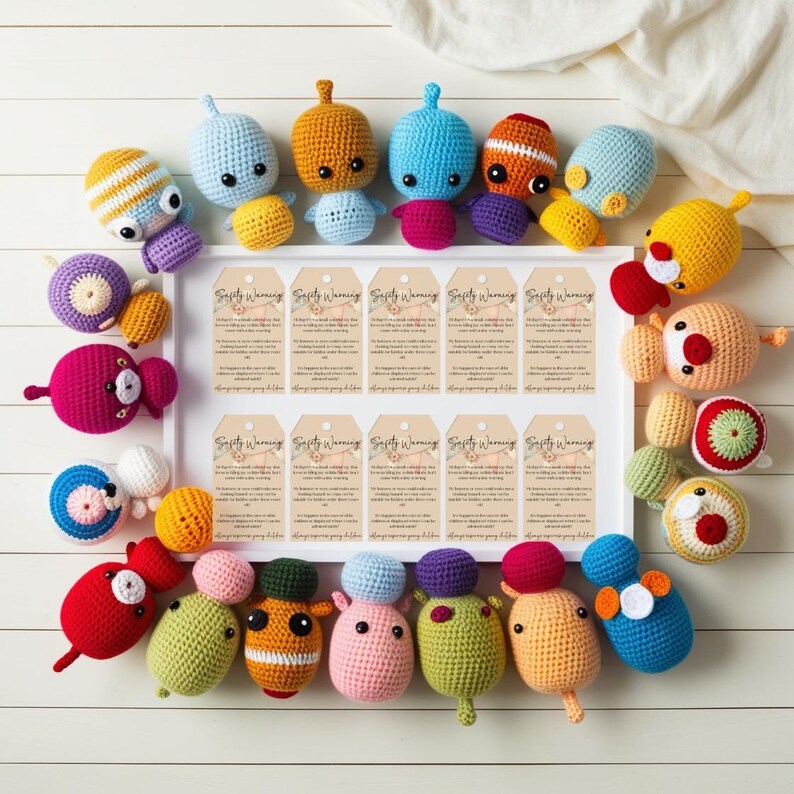 Printable Safety Tags Labels PDF Handmade Crochet Knitting Safety ...