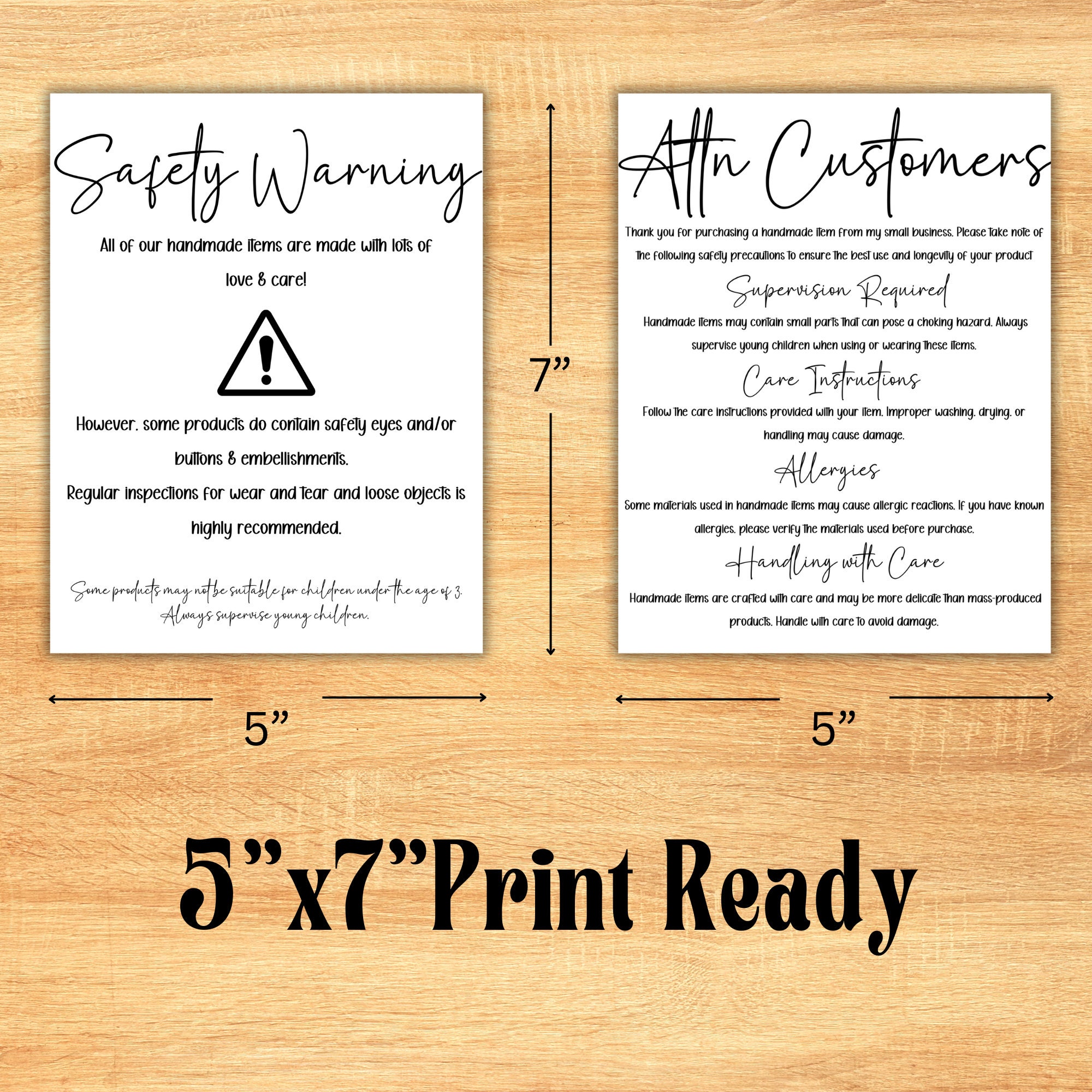 Printable Safety Tags Labels PDF Handmade Crochet Knitting Safety ...