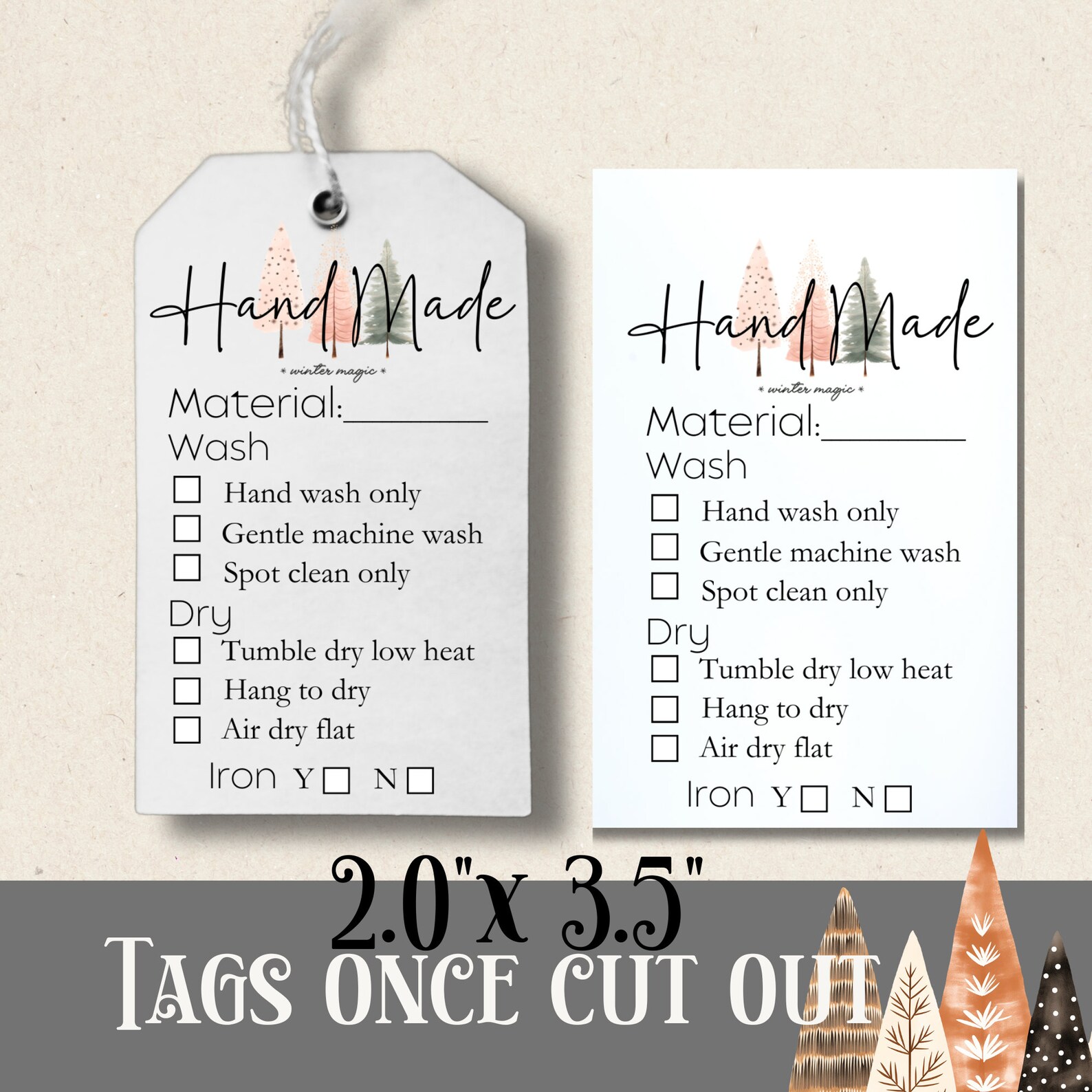Printable Care Tags Labels PDF Handmade Crochet Washing Instructions ...