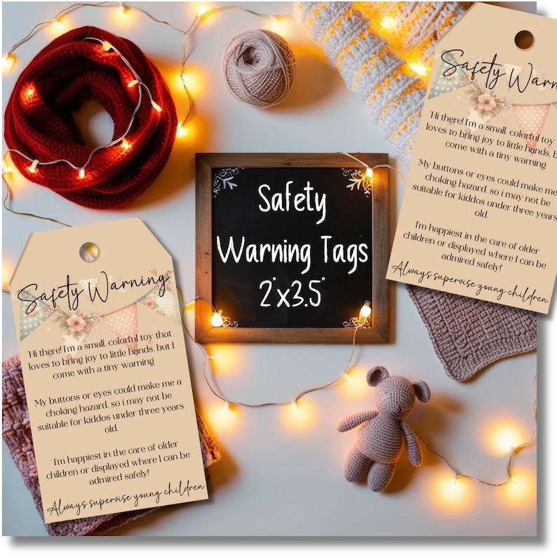 Printable Safety Tags Labels PDF Handmade Crochet Knitting Safety ...