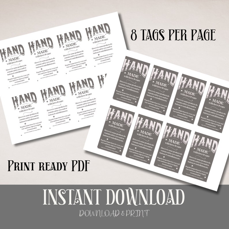 Printable Safety Tags Labels PDF Handmade Crochet Knitting Safety ...