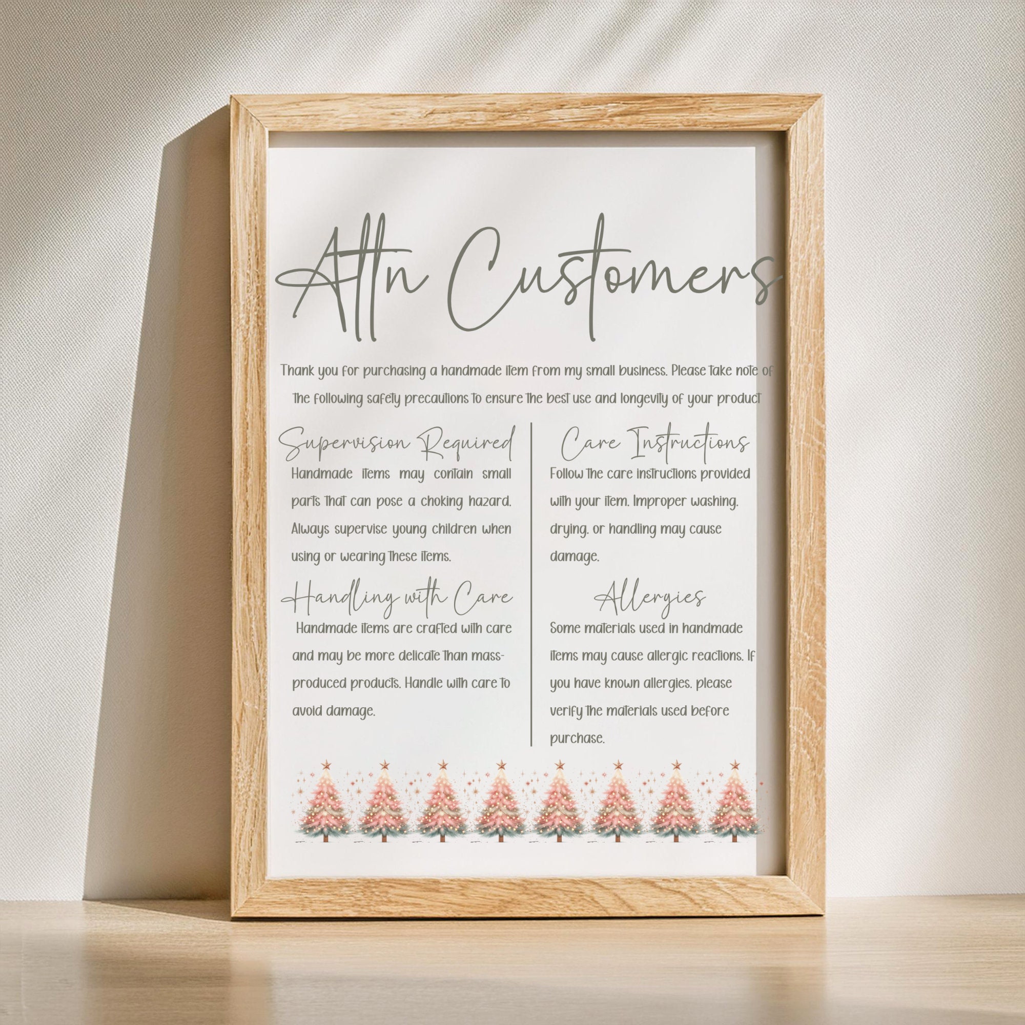 Printable Safety Warning A4 Size Handmade Crochet Knitting Safety ...