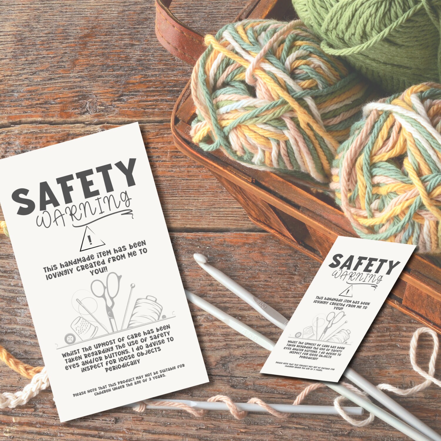 Printable Safety Tags Labels PDF Handmade Crochet Knitting Safety ...