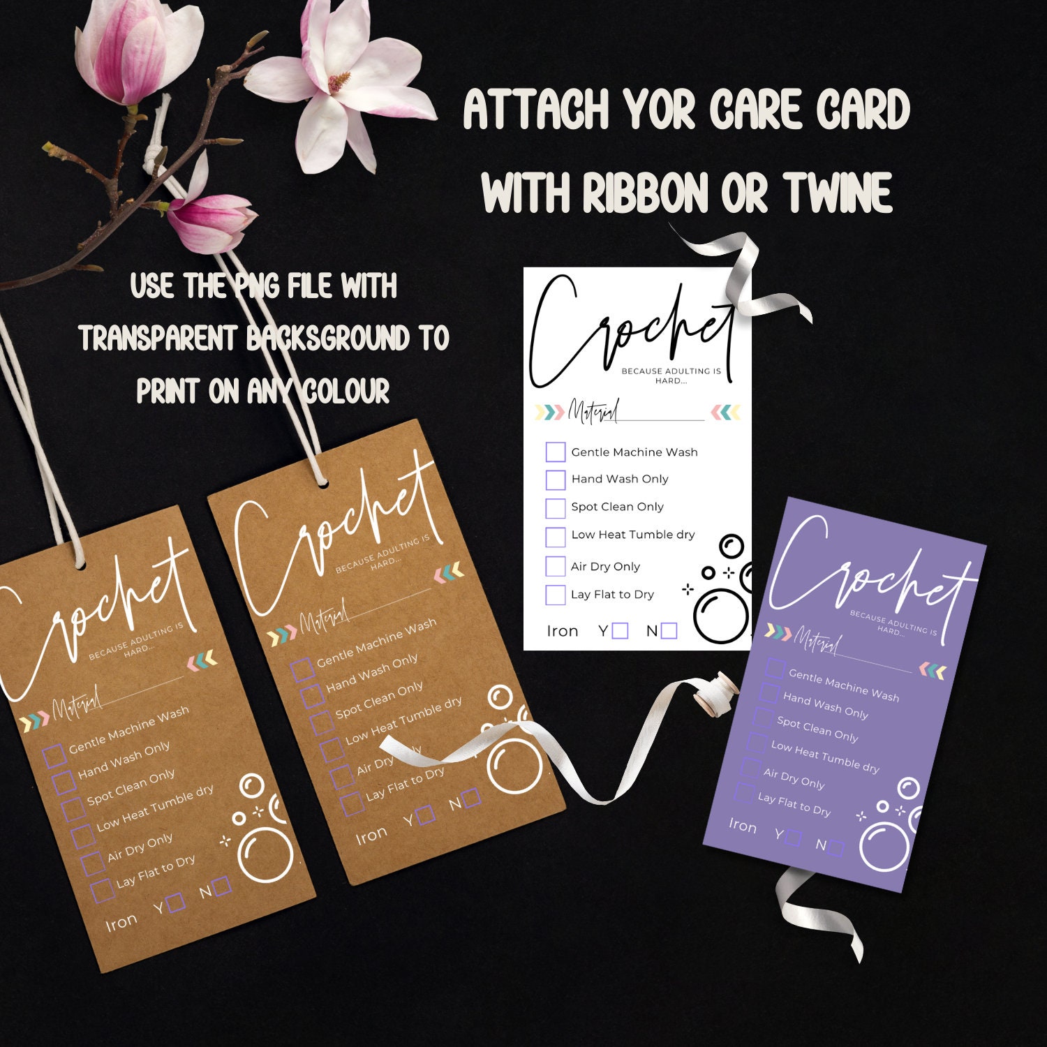 Funny Crochet Tag Washing Care Printable Tags Labels PDF Handmade ...