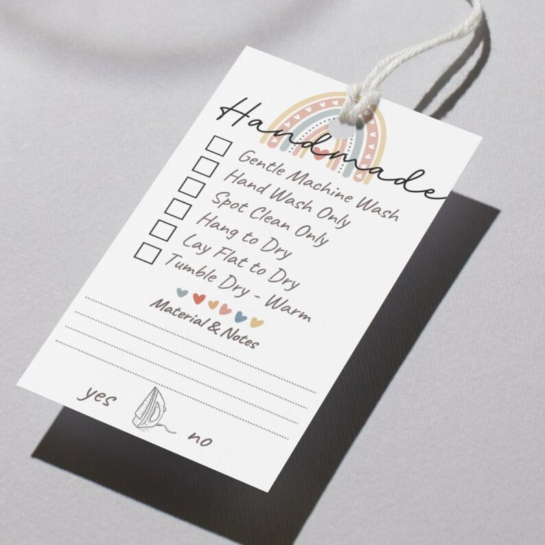 Printable Care Tags Washing Instructions Labels Boho Handmade Crochet ...